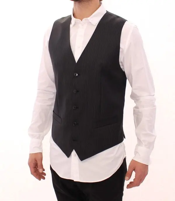 Dolce & Gabbana Striped Wool Single Breasted Vest