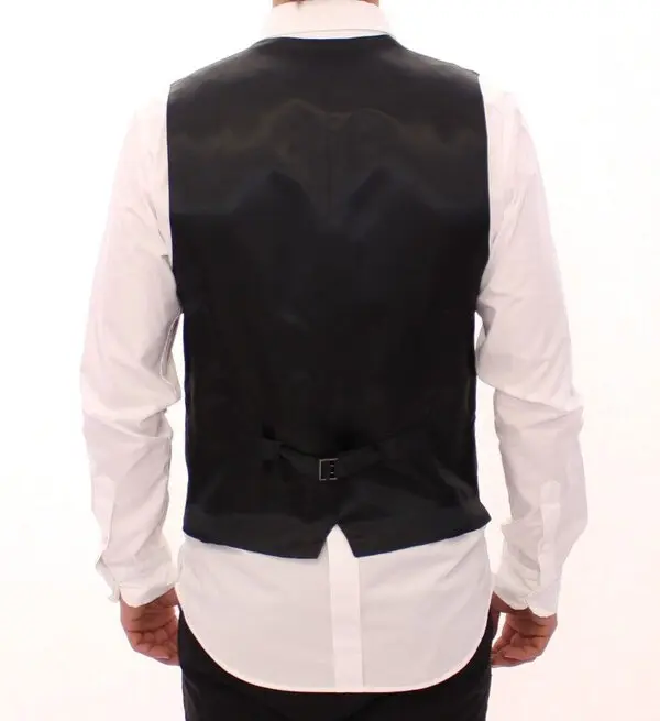 Dolce & Gabbana Striped Wool Single Breasted Vest