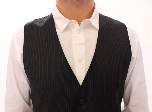 Dolce & Gabbana Striped Wool Single Breasted Vest