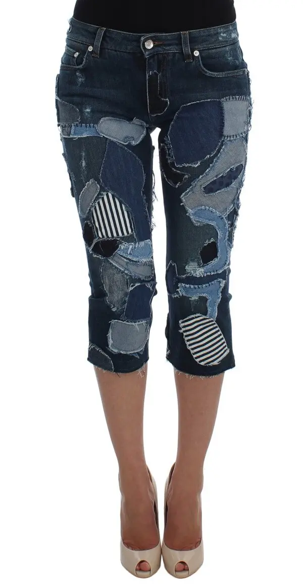 Dolce & Gabbana Patchwork 3/4 Jeans Shorts