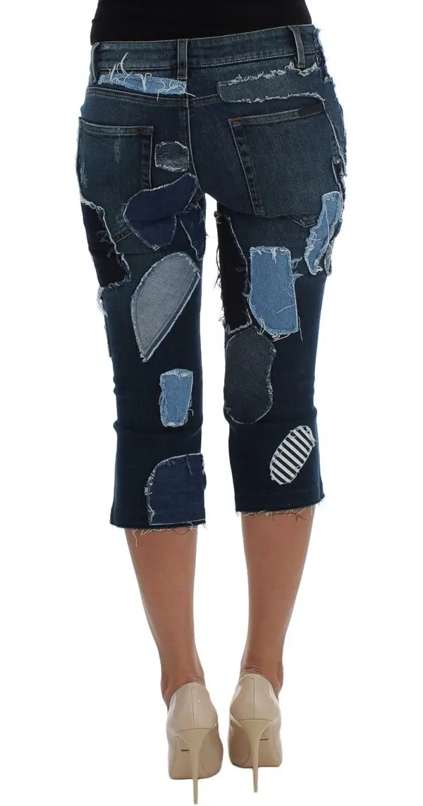 Dolce & Gabbana Patchwork 3/4 Jeans Shorts