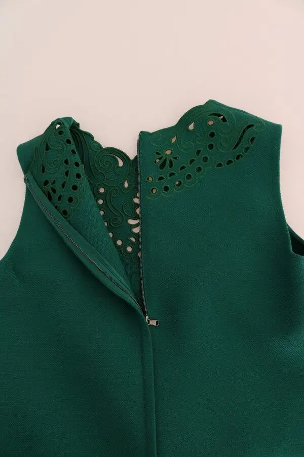 Dolce & Gabbana Floral Cutout Wool Blend Dress