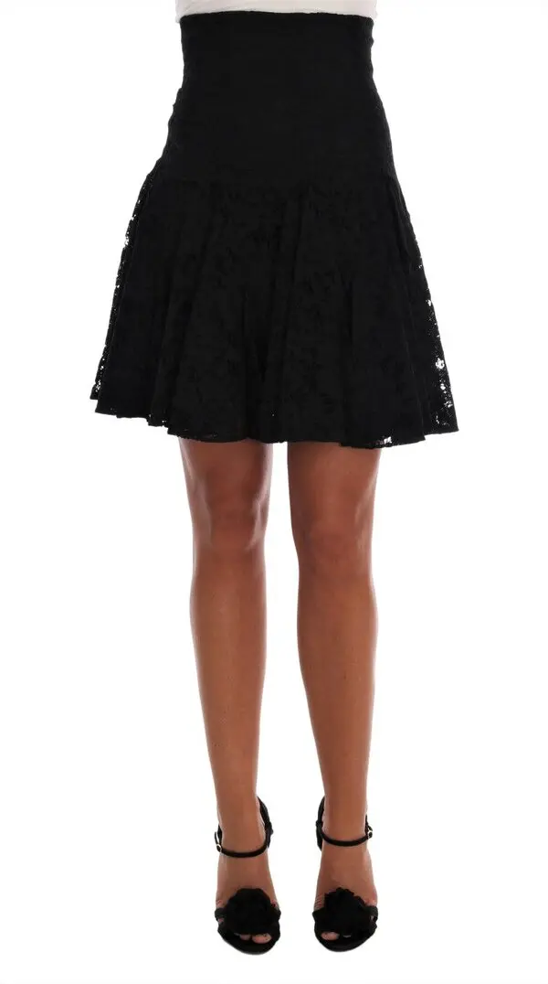 Dolce & Gabbana Floral Cutout Lace A-line Mini Skirt