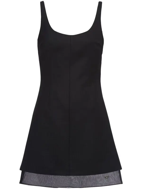 Prada Enamel Triangle-logo Wool Dress