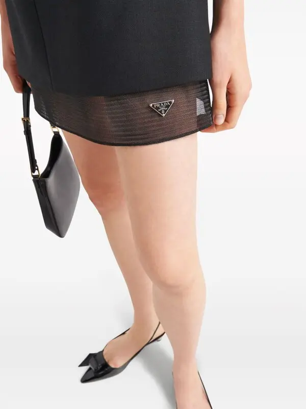 Prada Enamel Triangle-logo Wool Dress