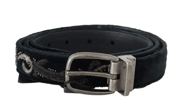 Dolce & Gabbana Cotton Belt With Royal Bee Embroidery - Black