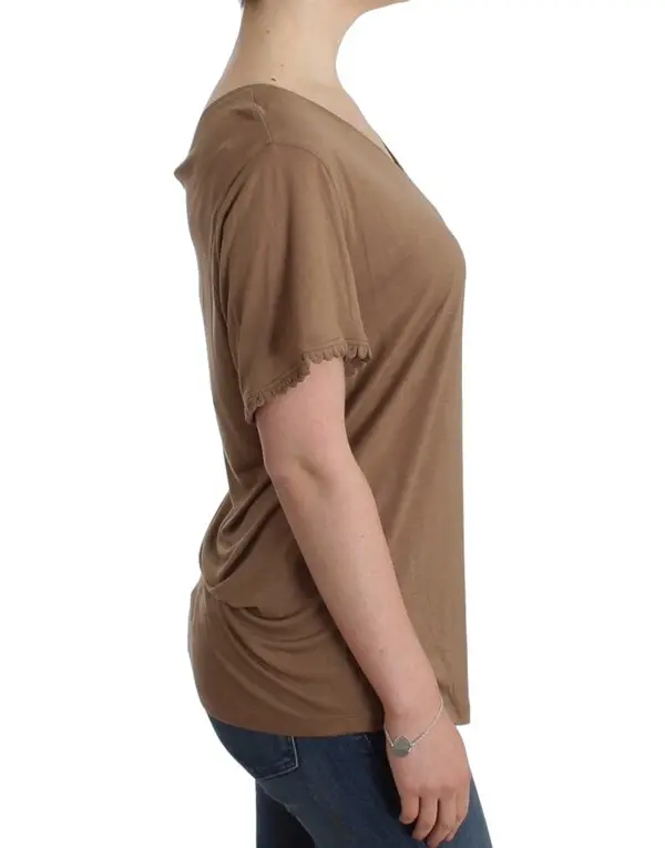 John Galliano Rayon V-neck Short Sleeve Top