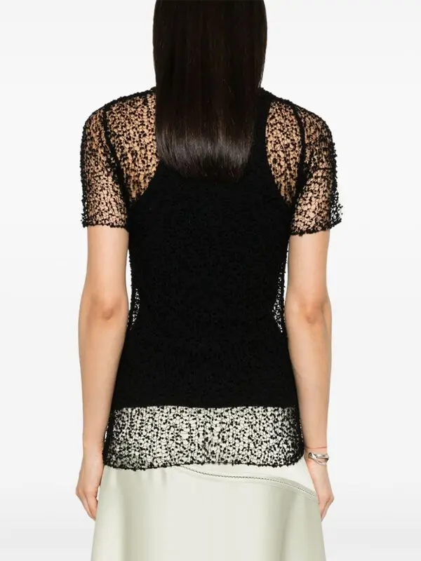 MAISON MARGIELA Dot-embroidered Semi-sheer Top