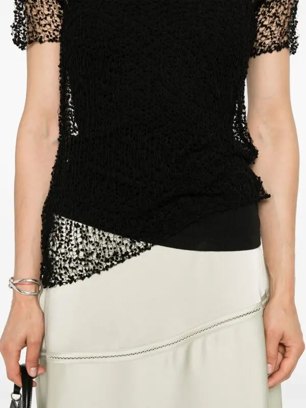 MAISON MARGIELA Dot-embroidered Semi-sheer Top