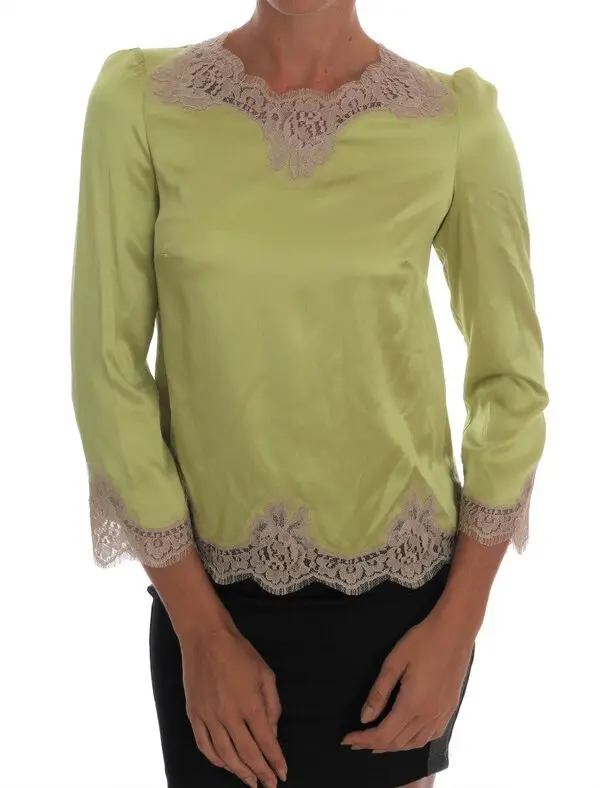 Dolce & Gabbana Silk-stretch Blouse With Floral Lace