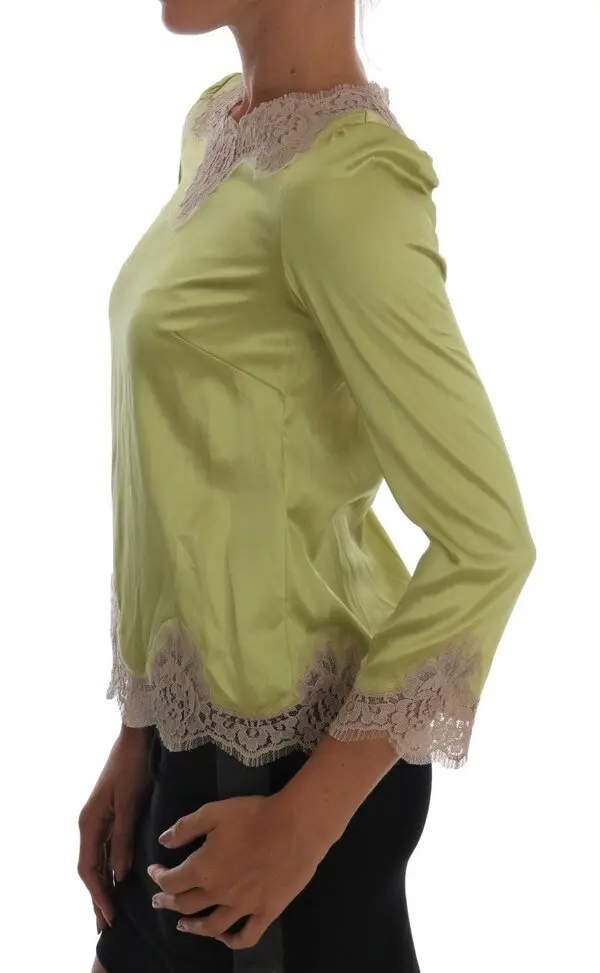 Dolce & Gabbana Silk-stretch Blouse With Floral Lace