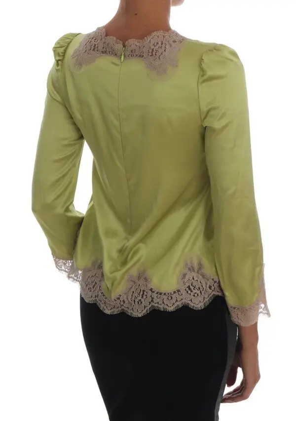 Dolce & Gabbana Silk-stretch Blouse With Floral Lace