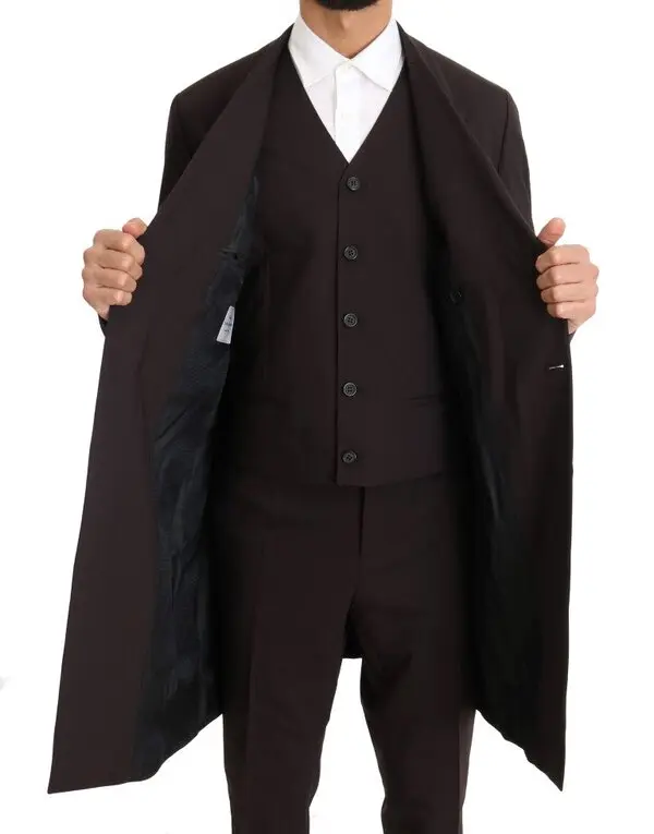 Dolce & Gabbana Wool Stretch Long 3 Piece Suit - Bordeaux