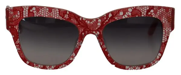 Dolce & Gabbana Lace Acetate Rectangle Sunglasses - Red