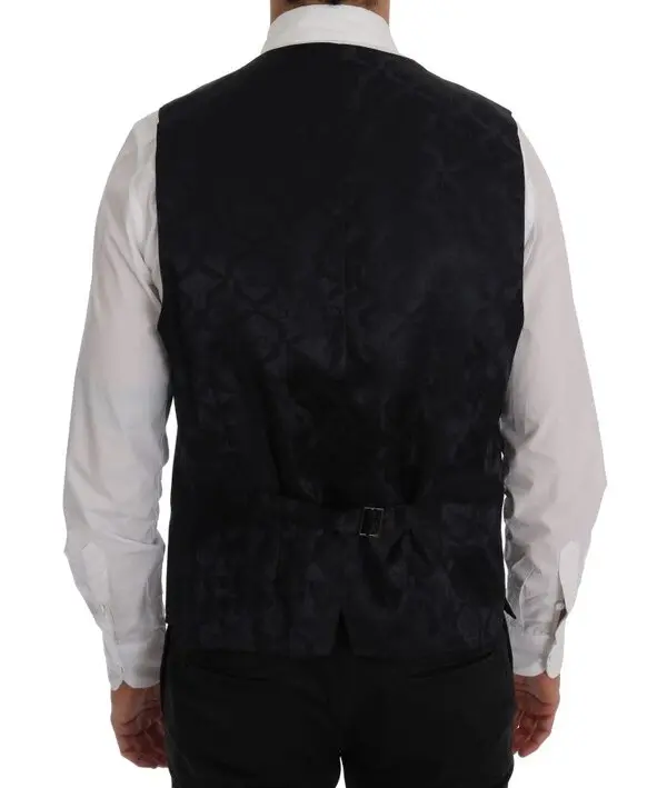 Dolce & Gabbana Striped Wool-blend Waistcoat - Gray