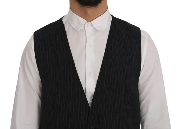 Dolce & Gabbana Striped Wool-blend Waistcoat - Gray