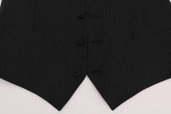 Dolce & Gabbana Striped Wool-blend Waistcoat - Gray