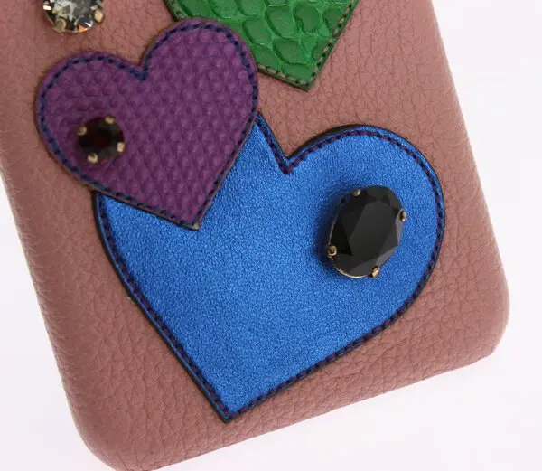 Dolce & Gabbana Leather Heart Crystal Phone Case