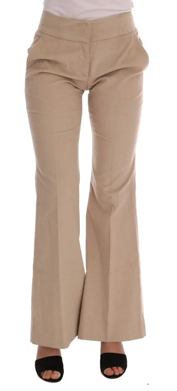 Ermanno Scervino Cotton Bootcut Pants - Beige