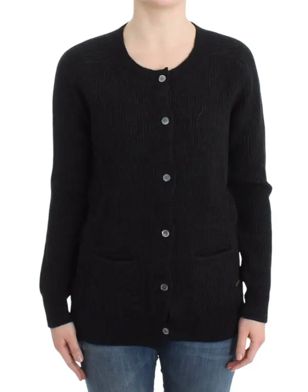John Galliano Wool Cardigan With Transparent Back - Black
