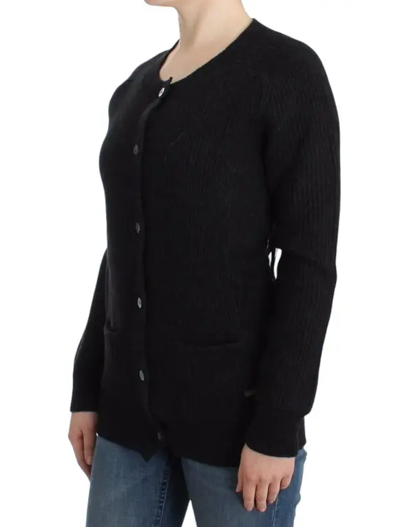 John Galliano Wool Cardigan With Transparent Back - Black