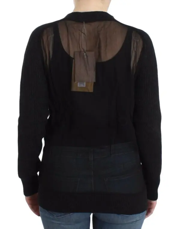 John Galliano Wool Cardigan With Transparent Back - Black