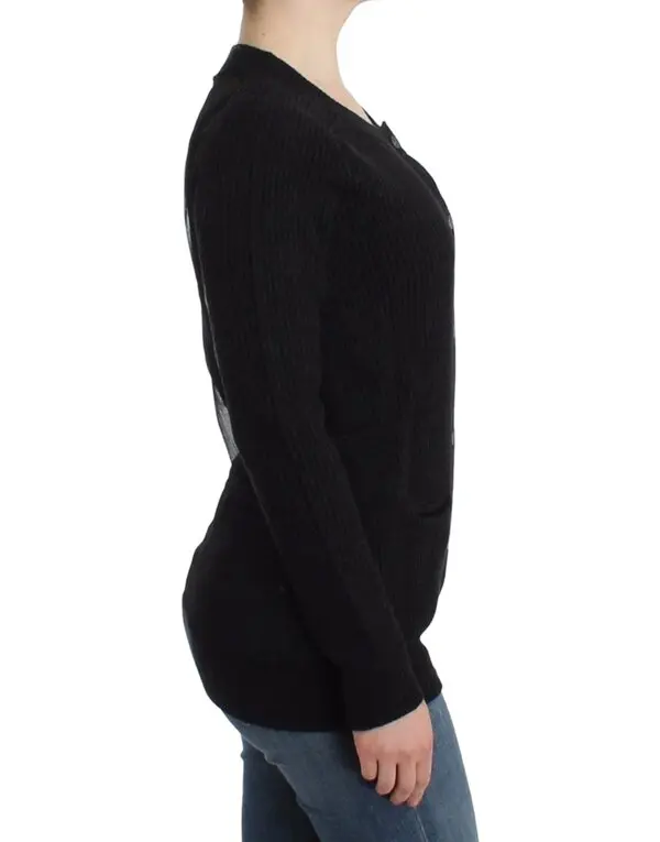 John Galliano Wool Cardigan With Transparent Back - Black
