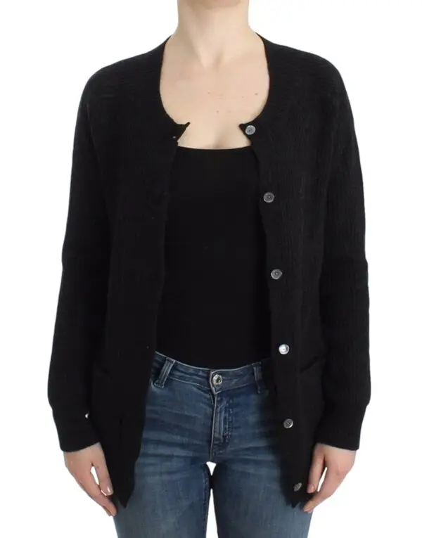 John Galliano Wool Cardigan With Transparent Back - Black