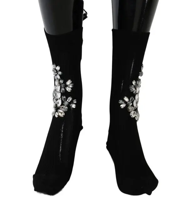 Dolce & Gabbana Knitted Mid-calf Socks With Crystal Embellishments