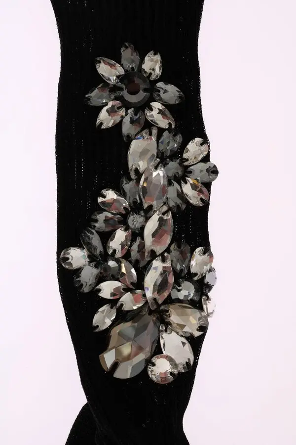Dolce & Gabbana Knitted Mid-calf Socks With Crystal Embellishments