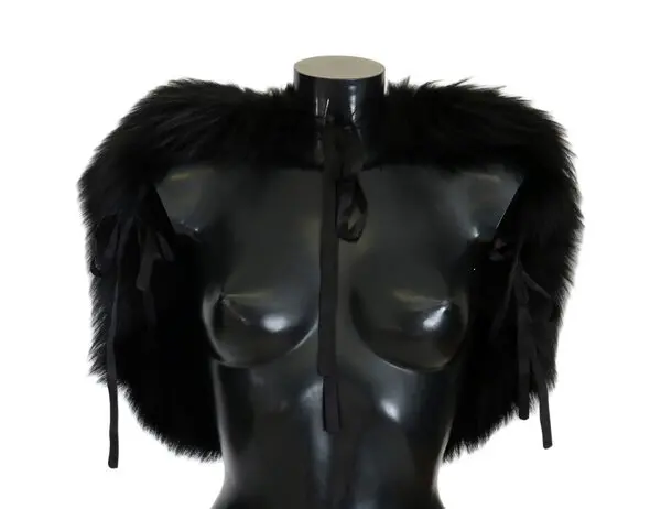 Dolce & Gabbana Silver Fox Fur Scarf - Black