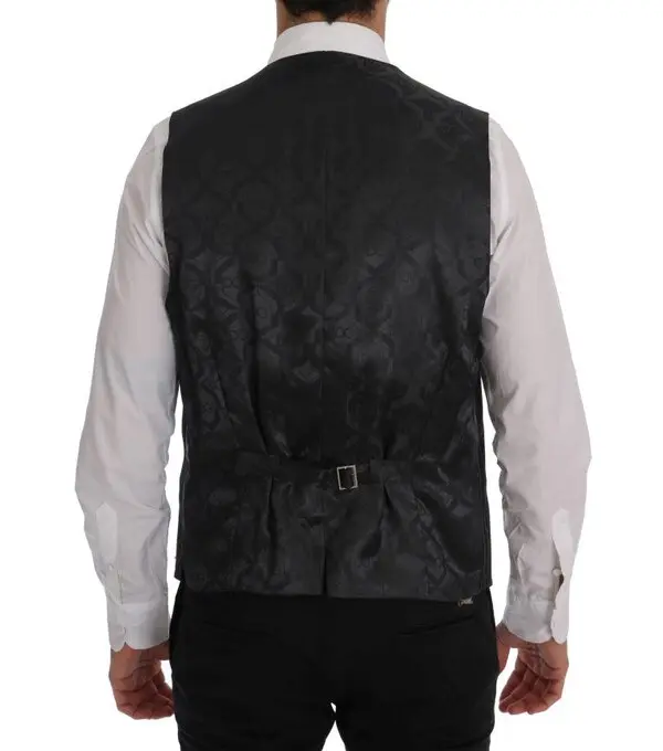 Dolce & Gabbana Wool Stretch Striped Vest - Gray