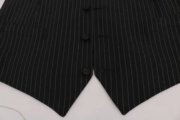 Dolce & Gabbana Wool Stretch Striped Vest - Gray