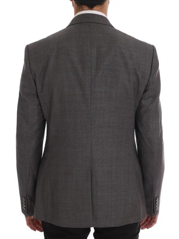 Dolce & Gabbana Wool Checkered Martini Slim Blazer - Gray