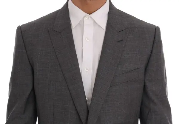 Dolce & Gabbana Wool Checkered Martini Slim Blazer - Gray