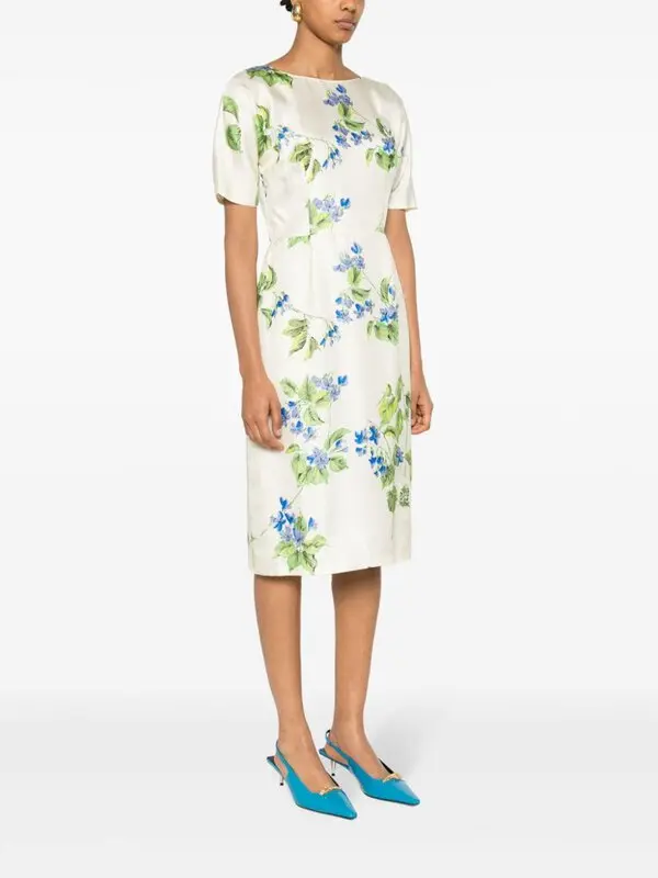 Prada Floral-print Twill Dress - Talco