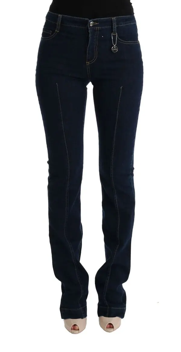 Costume National Blue Cotton Bootcut Jeans - Red