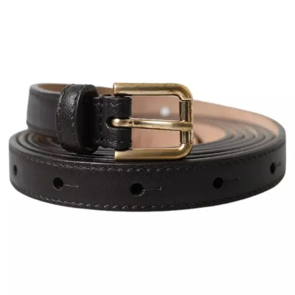 Dolce & Gabbana Leather Belt With Metal Logo Engraved Buckle - Brown