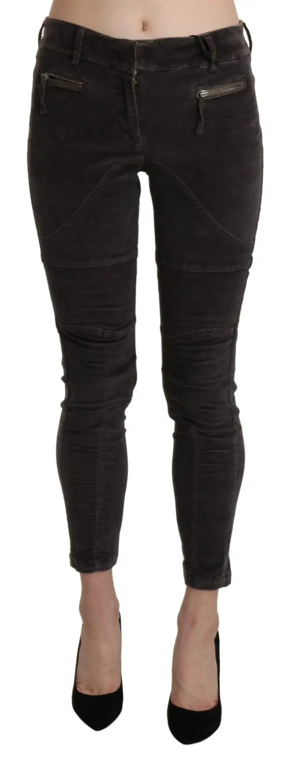 Ermanno Scervino Velvet Capri Cropped Cotton Pants - Brown