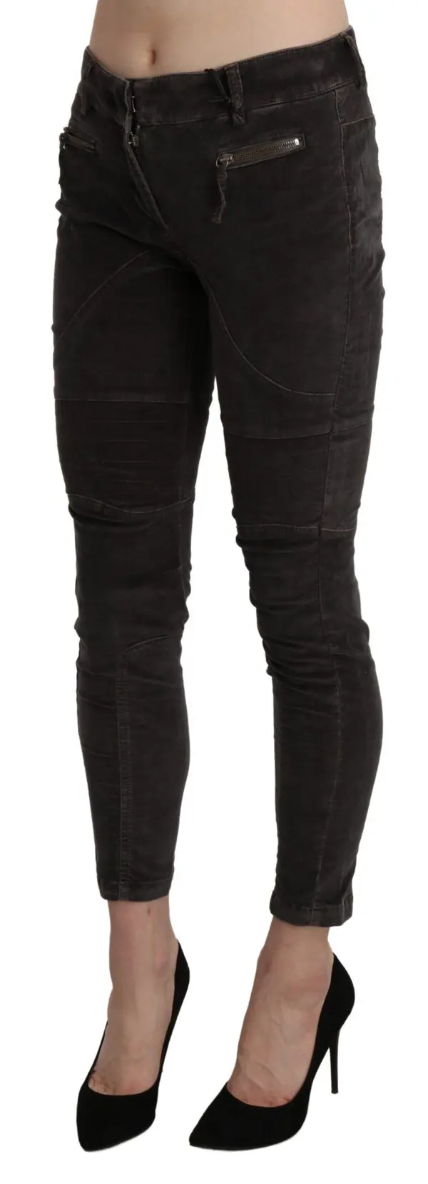Ermanno Scervino Velvet Capri Cropped Cotton Pants - Brown
