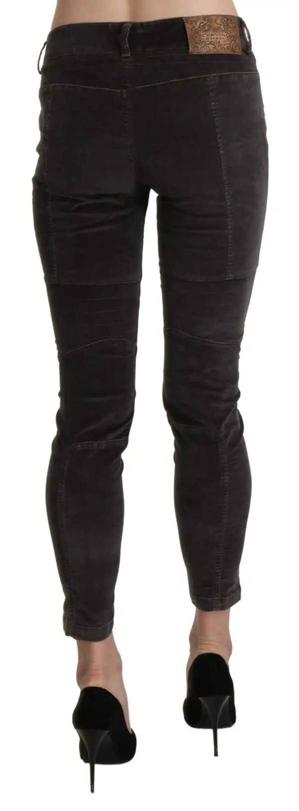 Ermanno Scervino Velvet Capri Cropped Cotton Pants - Brown