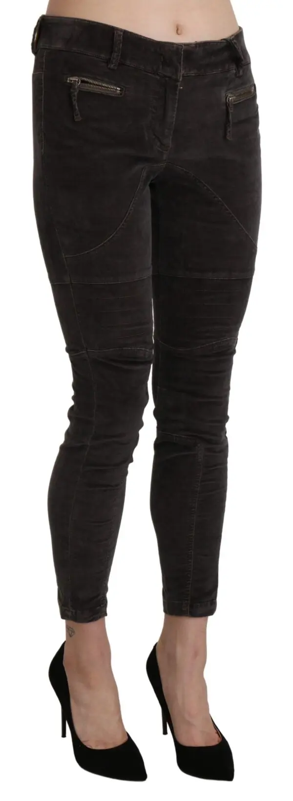 Ermanno Scervino Velvet Capri Cropped Cotton Pants - Brown