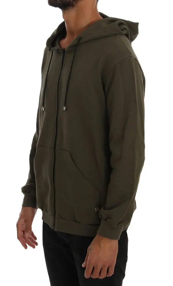 DANIELE ALESSANDRINI Full Zipper Hooded Cotton Sweater
