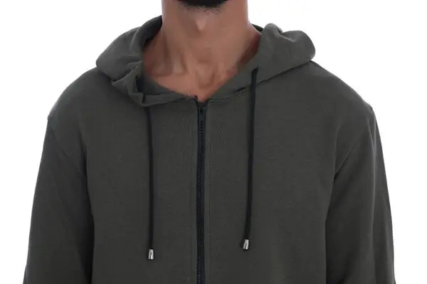 DANIELE ALESSANDRINI Full Zipper Hooded Cotton Sweater