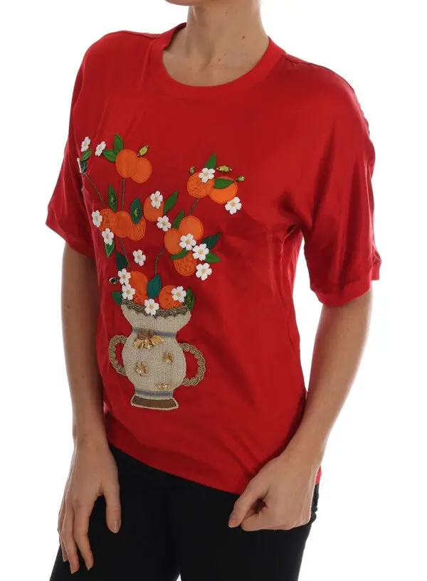 Dolce & Gabbana Silk T-shirt With Embroidery