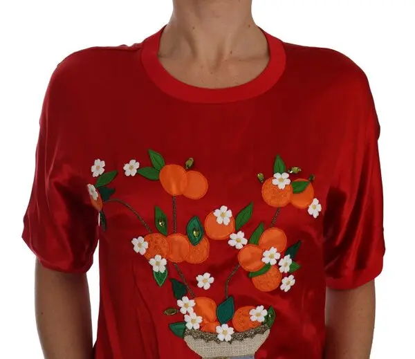 Dolce & Gabbana Silk T-shirt With Embroidery