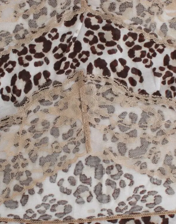 Roberto Cavalli Just Long Sleeve Lace Trimmed Animal Print Top