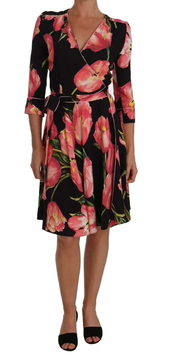 Dolce & Gabbana Printed Stretch Shift Dress - Black