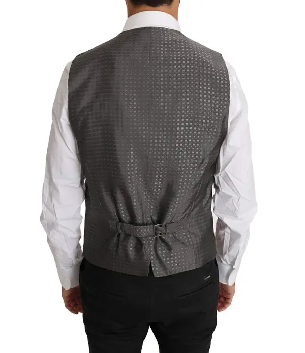 Dolce & Gabbana Wool Silk Formal Vest - Brown