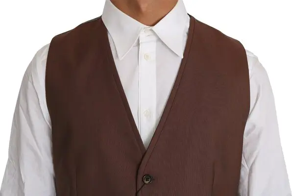 Dolce & Gabbana Wool Silk Formal Vest - Brown